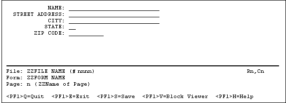 VA FileMan Programmer Manual: ScreenMan Form Editor Main Screen VA FileMan Programmer Manual: ScreenMan Form Editor Main Screen